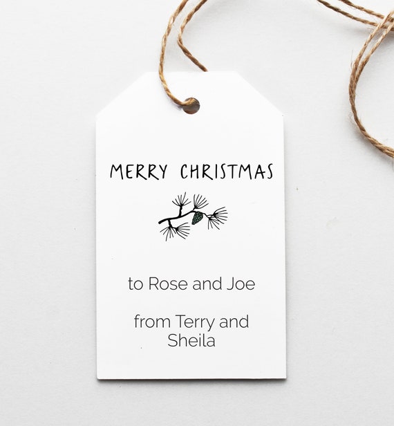 Merry Christmas Gift Tags Pine Cone Printable Editable Template ...