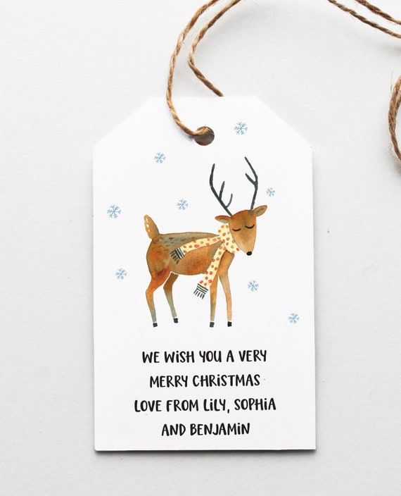 Reindeer Christmas Gift Tag Template, Printable Holiday Gift Tag ...