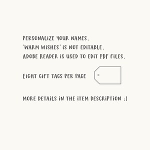 Black and White Gift Tags, Printable Christmas Gift Tag, Warm Wishes ...