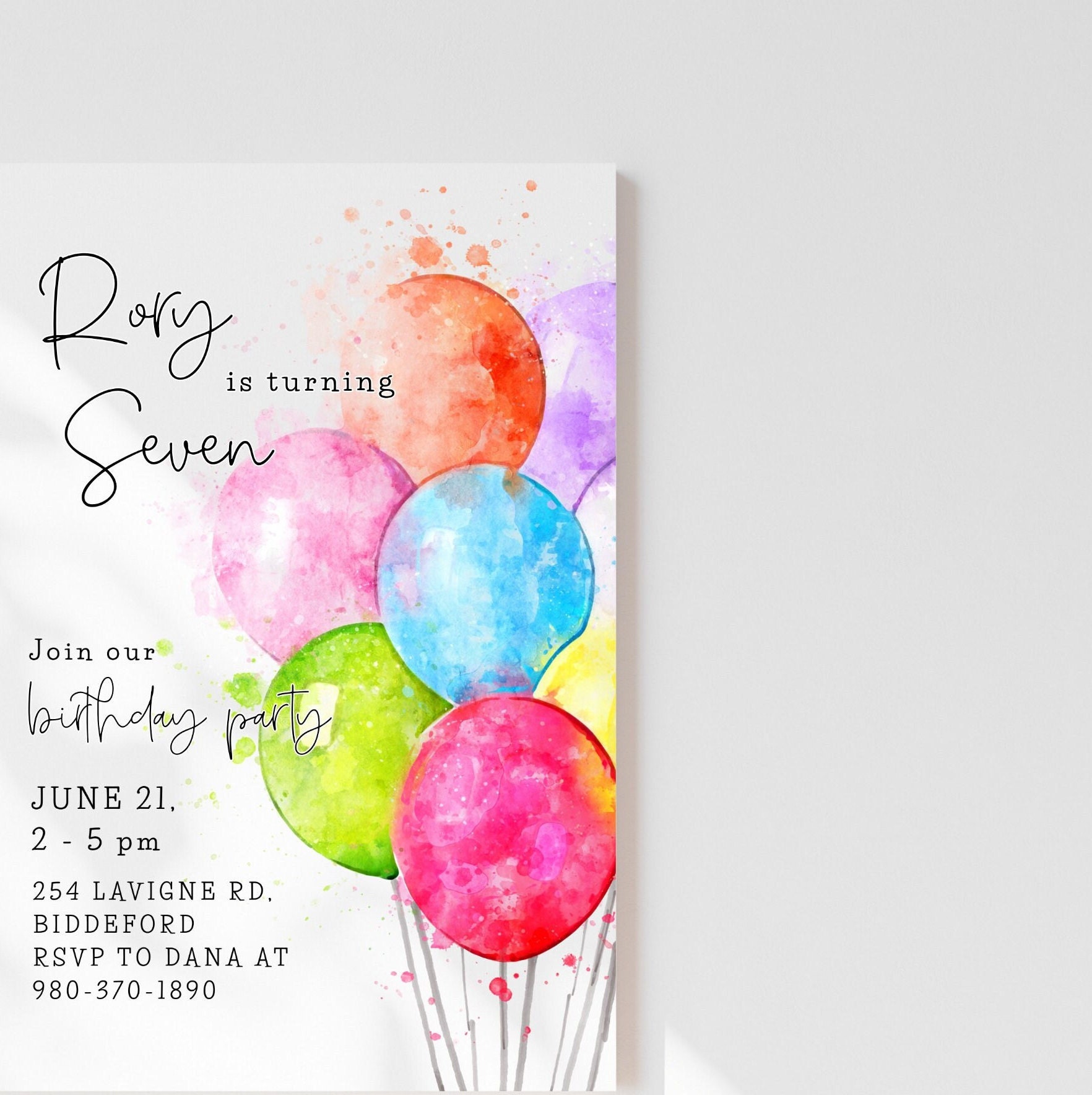 Birthday Invitation Balloons Editable Template Corjl Printable Party ...