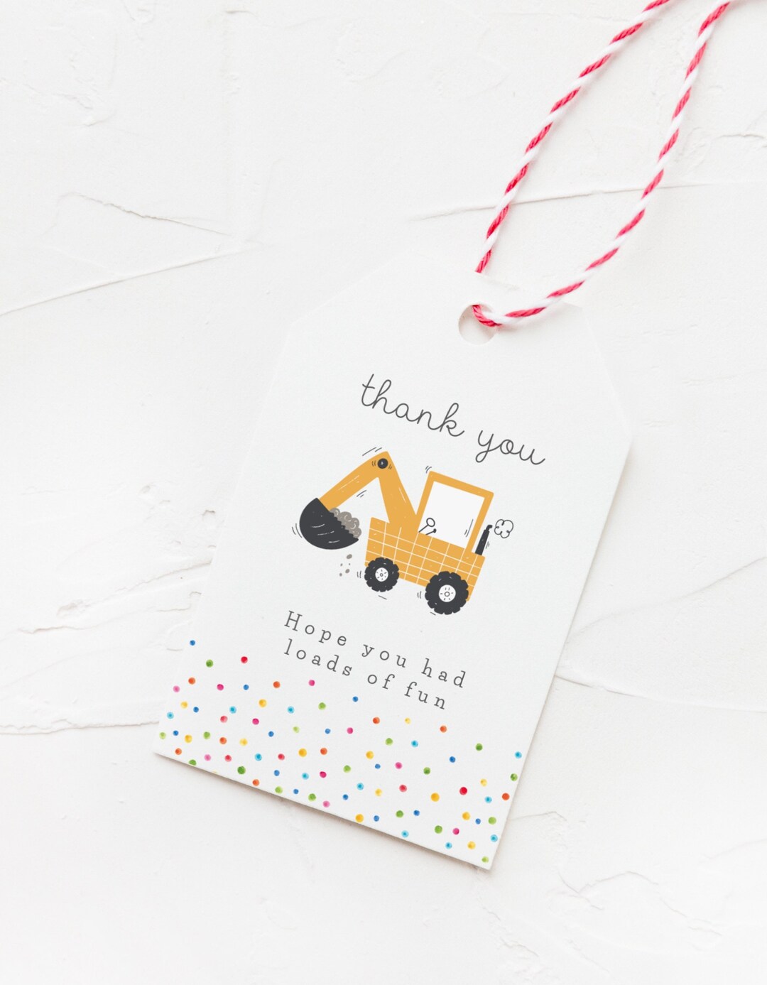 Favor Tag Construction Printable Thank You Tags Birthday Party Favor ...