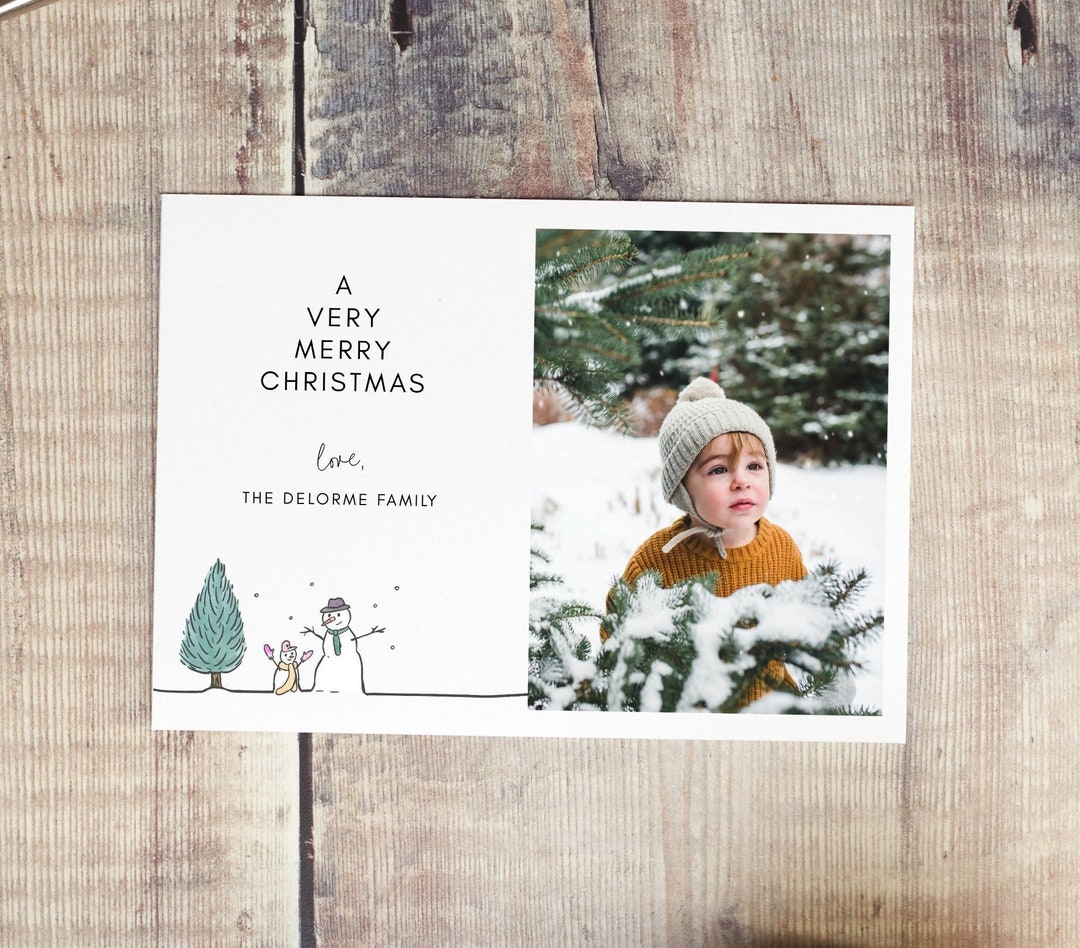 Snowman Christmas Card | Holiday Photo Card | Corjl Template ...