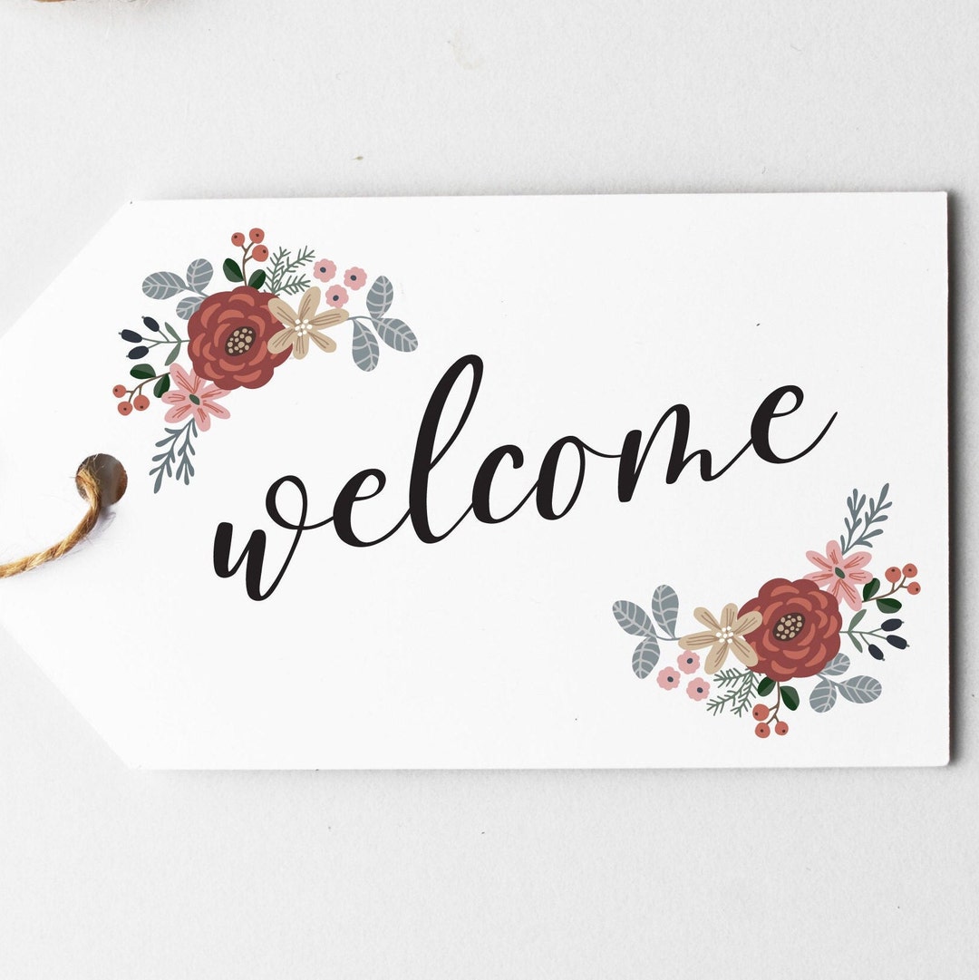 Welcome Bag Tag, Printable Gift Tags, Floral Favor Tags, Rustic Fall ...