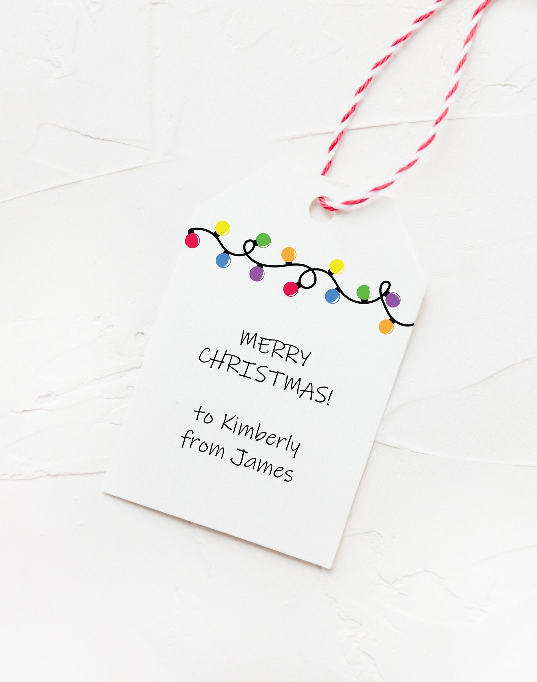 Christmas Tags, Christmas Lights Gift Tags, Printable Holiday Gift Tag ...
