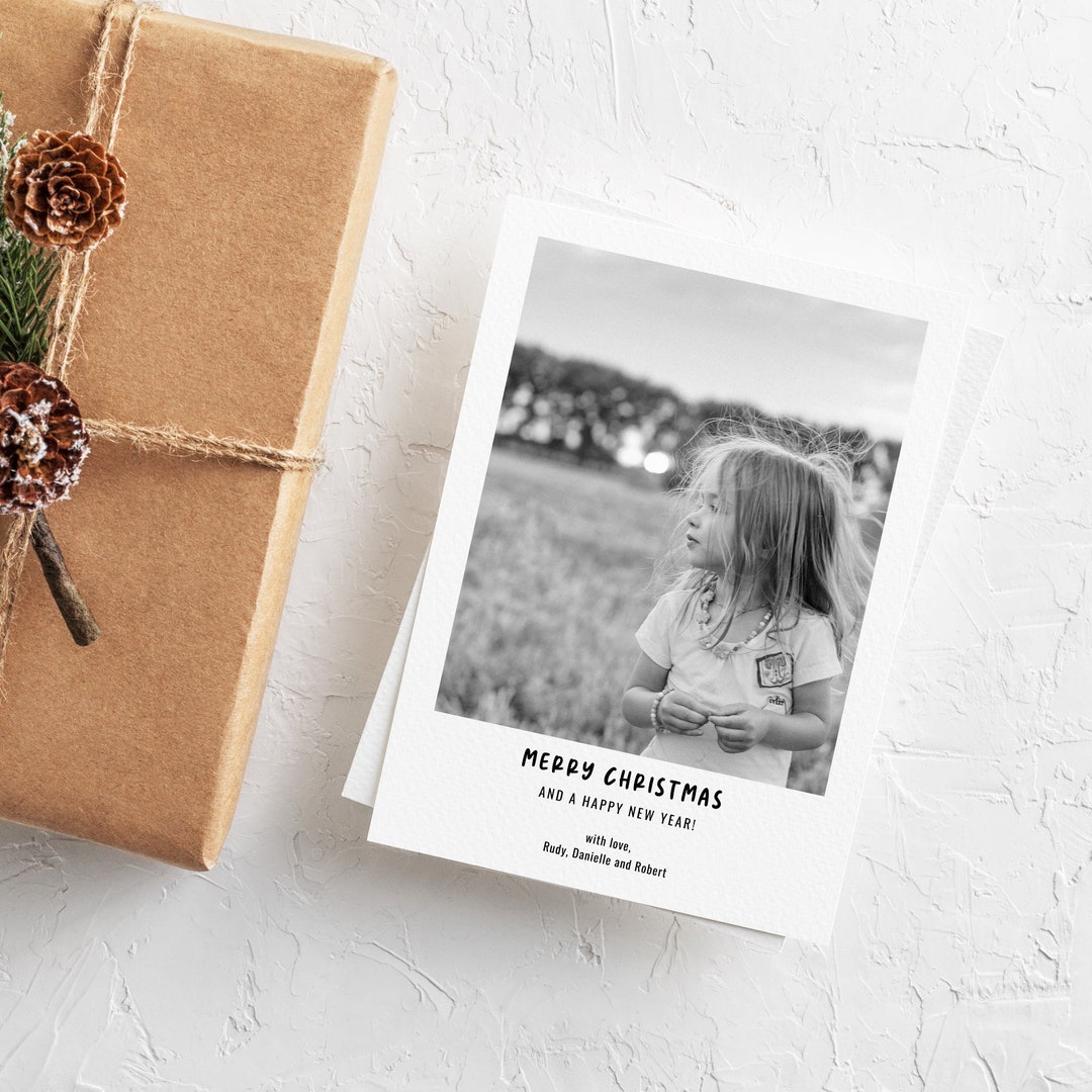 Black and White Holiday Card, Minimalist Holiday Card, Modern Christmas ...