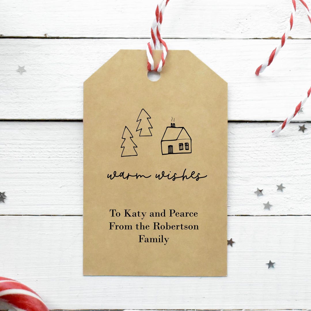 Personalized Christmas Gift Tags, Black and White Holiday Present Tag ...