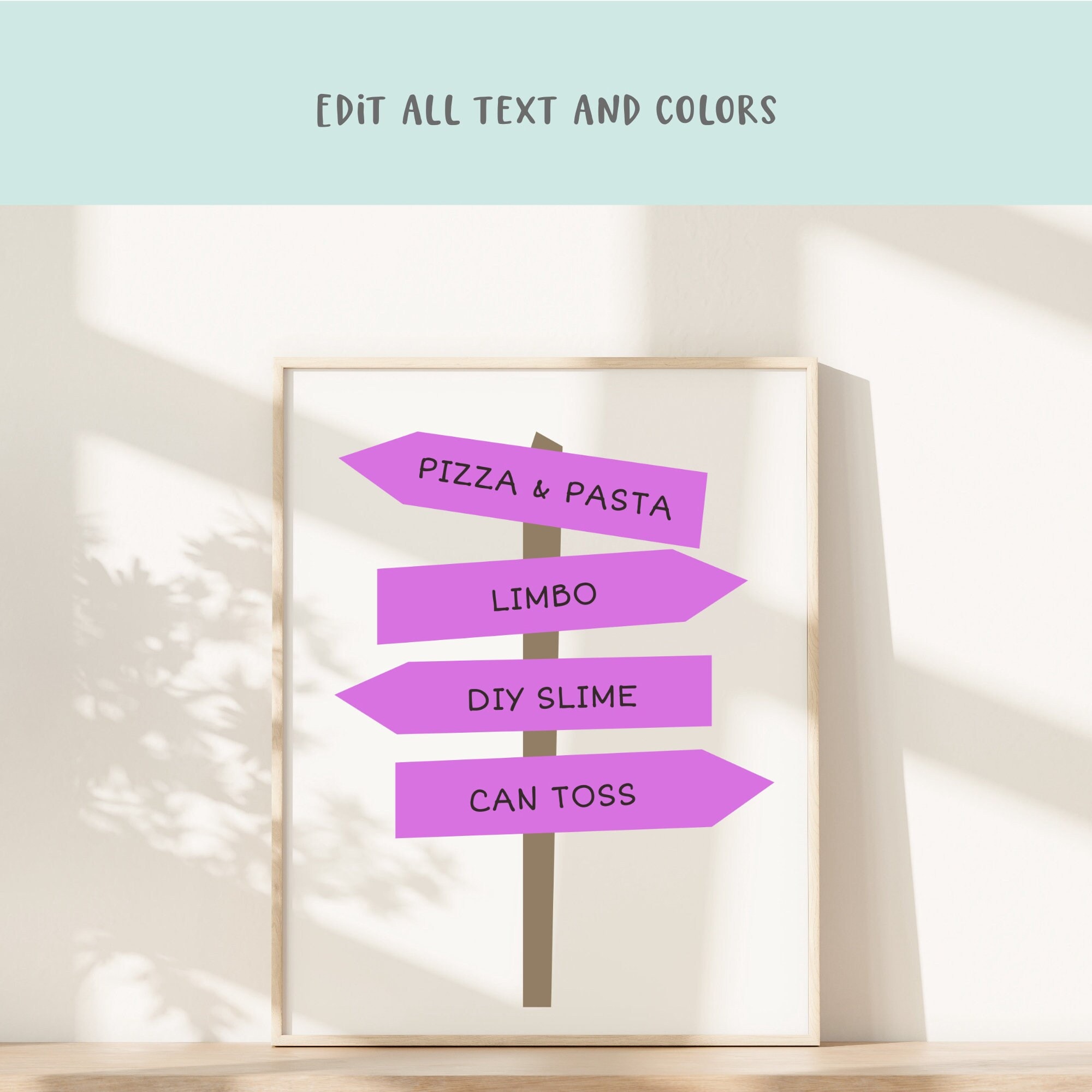 Birthday Party Sign, Printable Welcome Sign, Activities Signpost ...