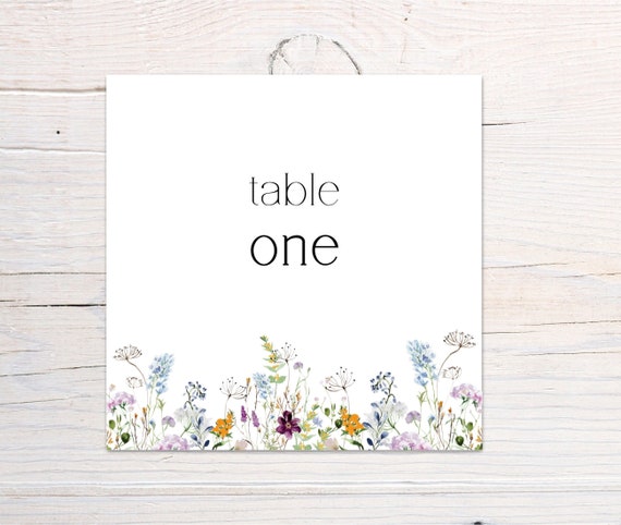 Wildflower table number template, Editable digital download, Square ...