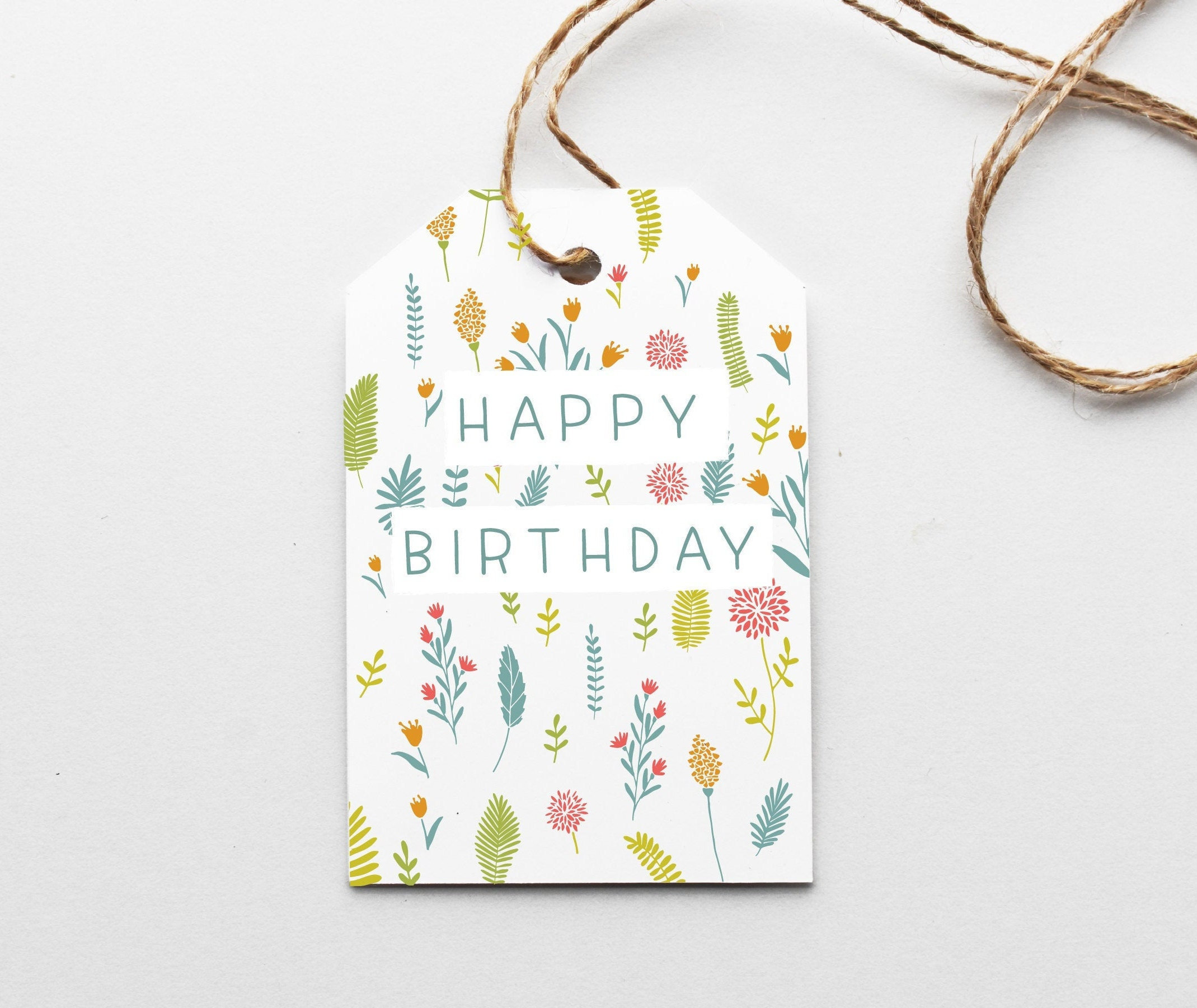 Birthday Gift Tags Happy Birthday Card Printable Birthday Tags Flower ...