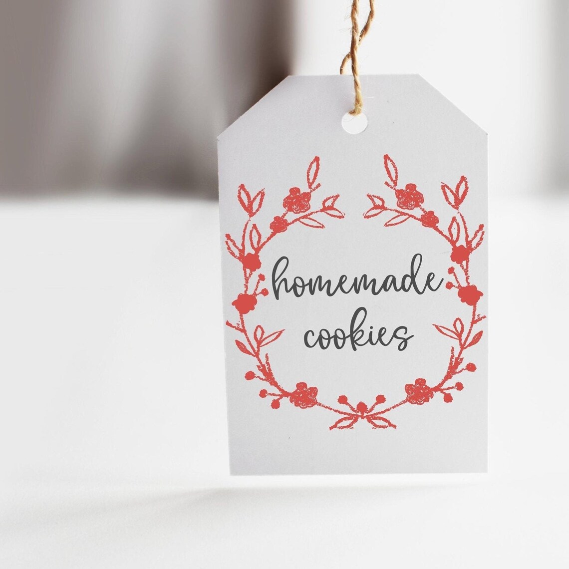 Printable Cookie Tags, Homemade Cookies Tags, Rustic Green Flowers ...