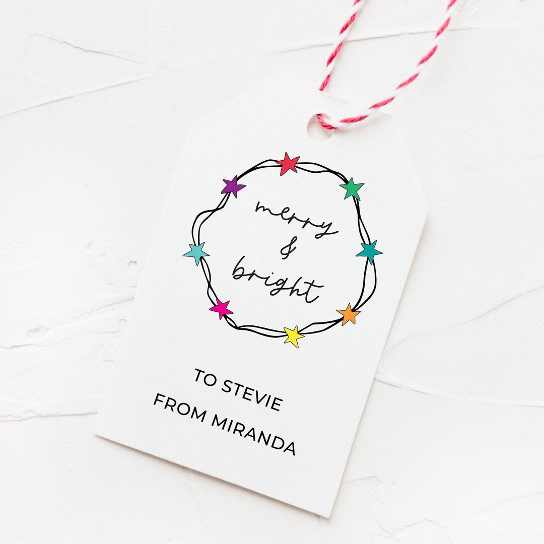 Christmas Gift Tag Template, Merry and Bright, Star Gift Tags ...