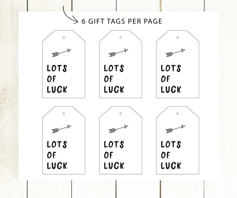 Good Luck Gift Tags, Lots of Luck, PRINTABLE End of School Gift, New ...