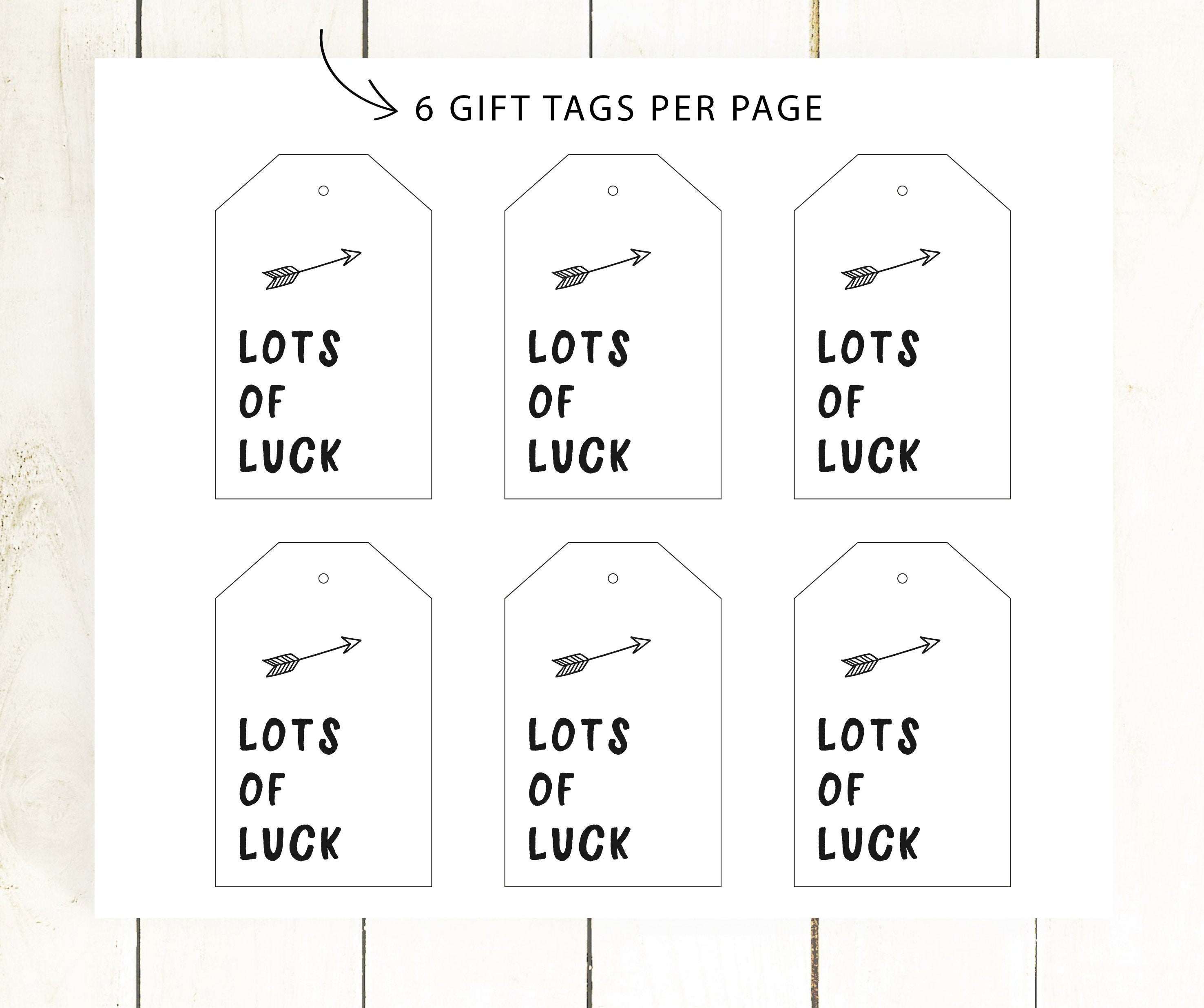 Good Luck Gift Tags, Lots of Luck, PRINTABLE End of School Gift, New ...