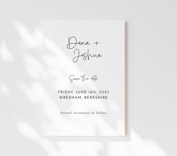 Minimalist Save The Date Editable Template Printable Invitation