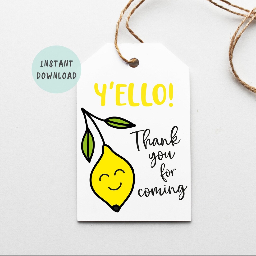 Lemon Thank You Tag Birthdays Thank You for Coming Gift Tags - Etsy