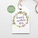 Floral Mother's Day Gift Tags | Printable Green Wreath (digital ...
