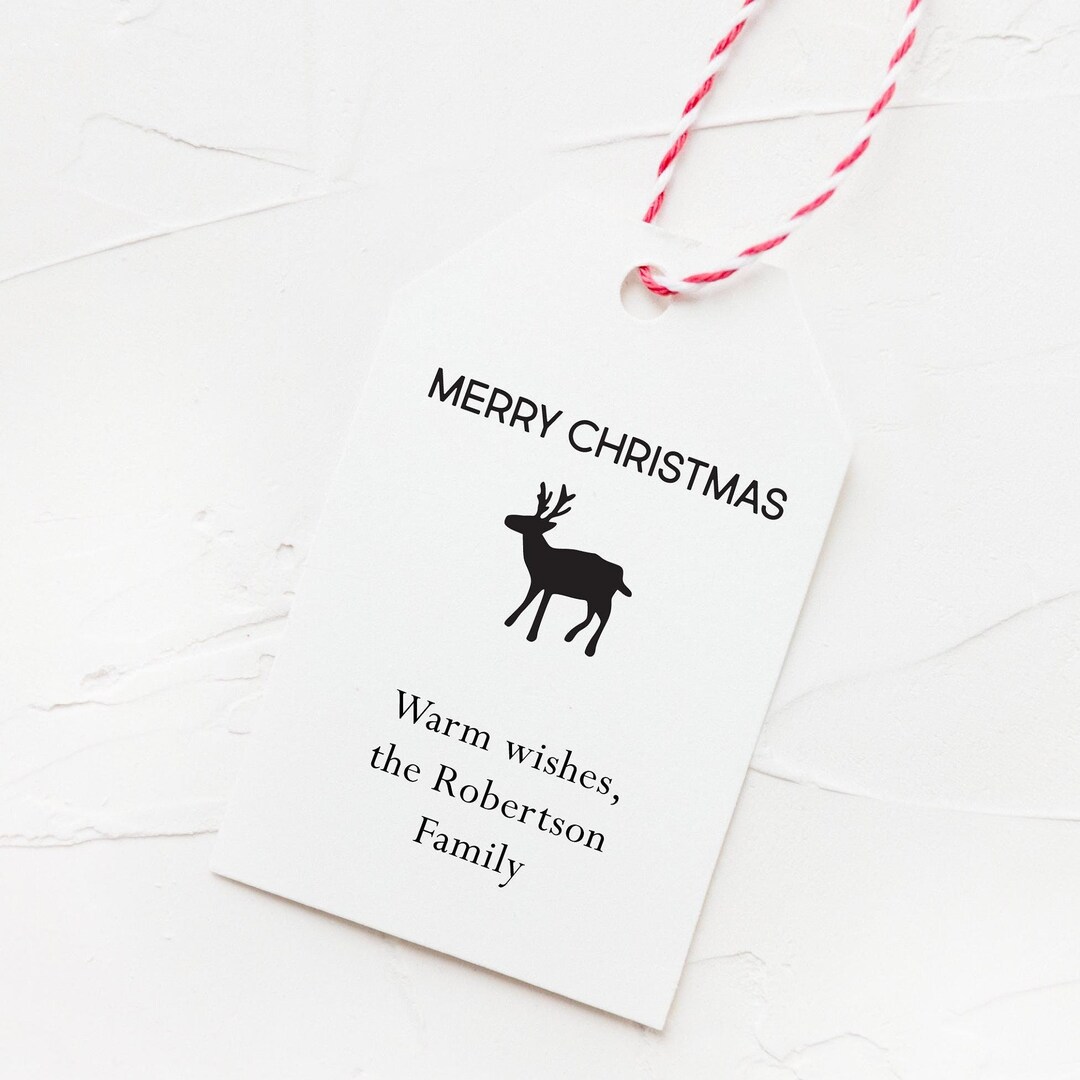 Christmas Gift Tags, Reindeer Gift Tags, Minimalist Present Tag ...