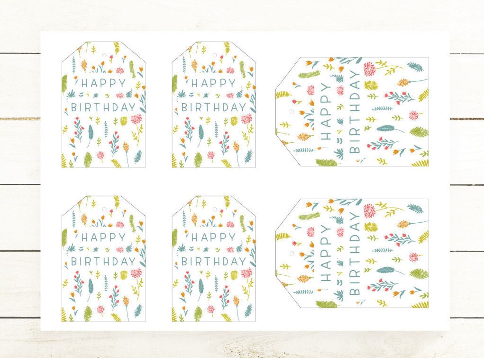 Birthday Gift Tags Happy Birthday Card Printable Birthday Tags Flower ...