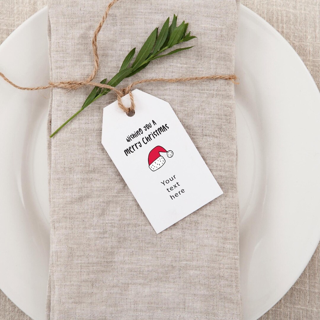 Santa Hat Gift Tags, Printable Christmas Tags, Editable Personalized ...