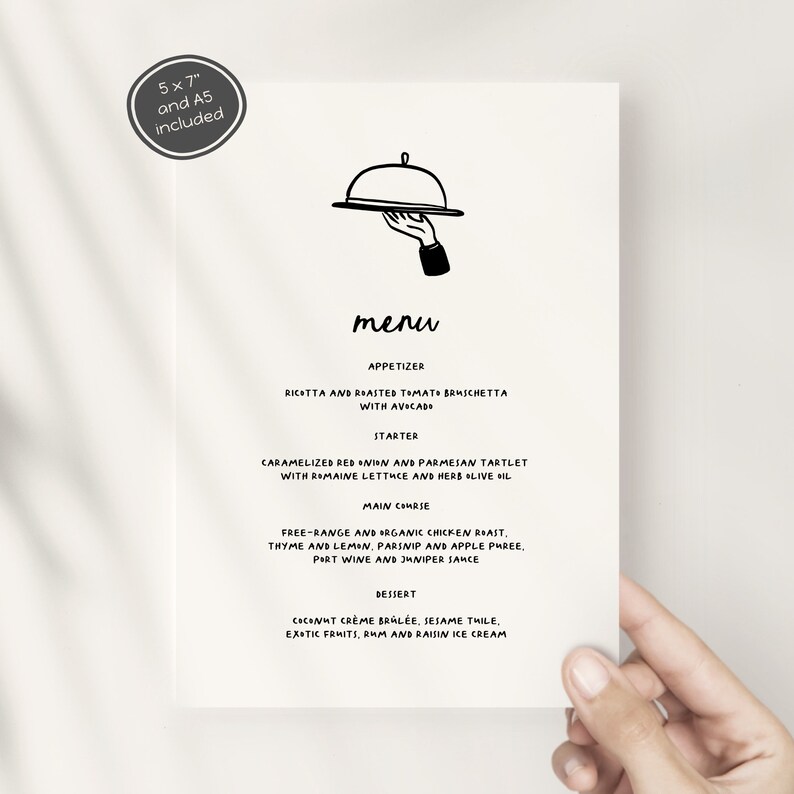 Hand Drawn Wedding Menu, Menu Template, Corjl, Whimsical Wedding ...
