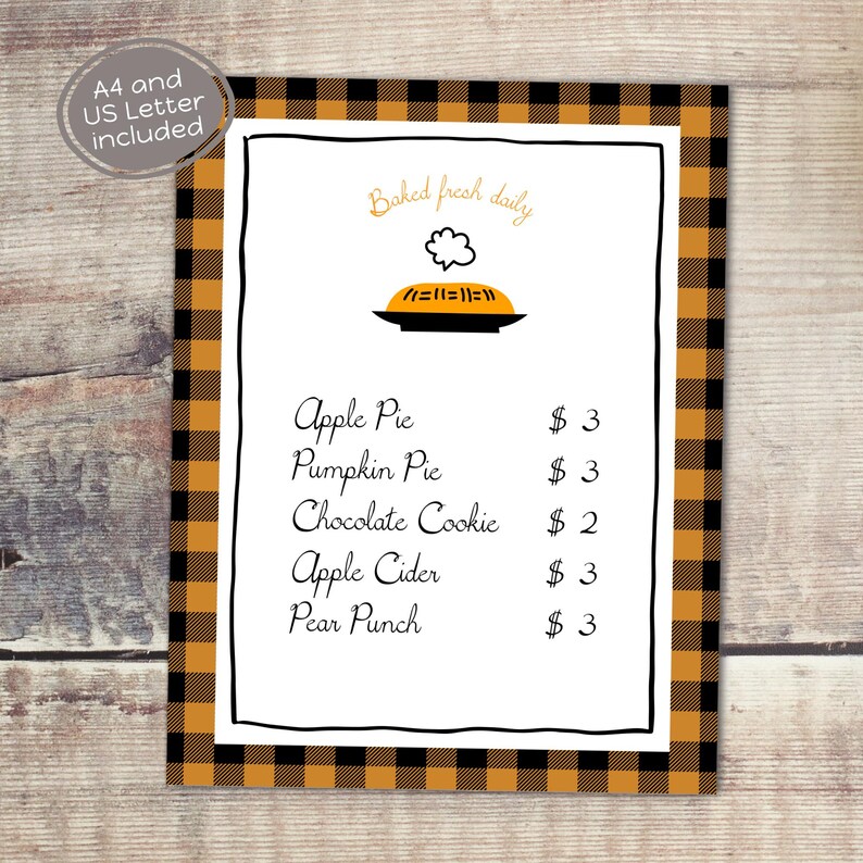 Buffalo Plaid Price List Template: Farmers Market Sign (digital ...