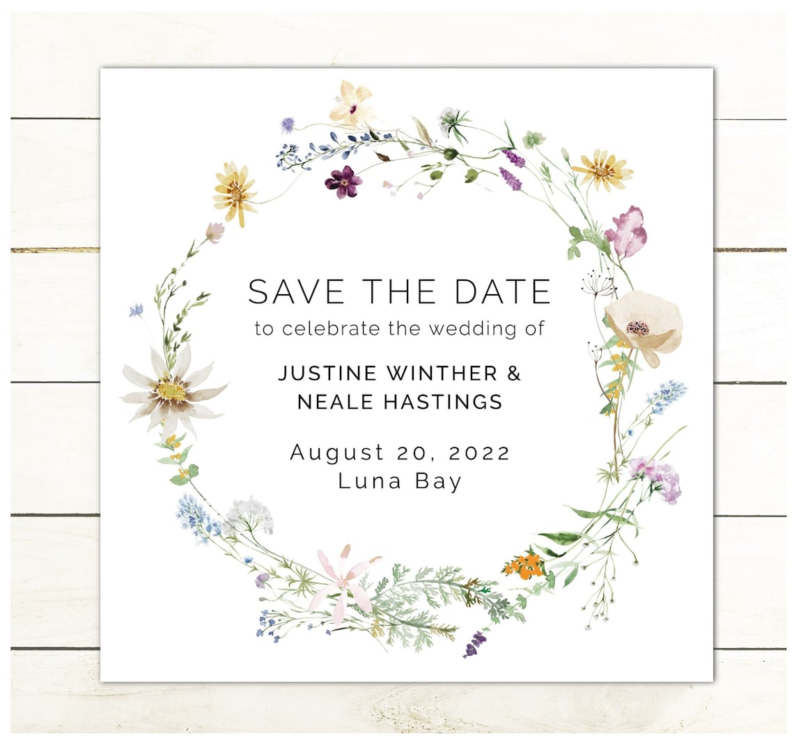 Wildflower Save the date Floral Save the date cards Meadow | Etsy