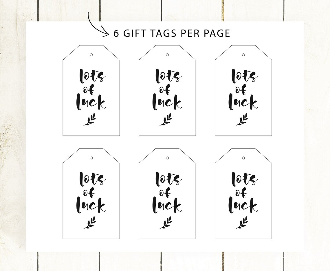 Printable Good Luck Tag | Lots of Luck | Good Luck Cheer Tags | Favor ...