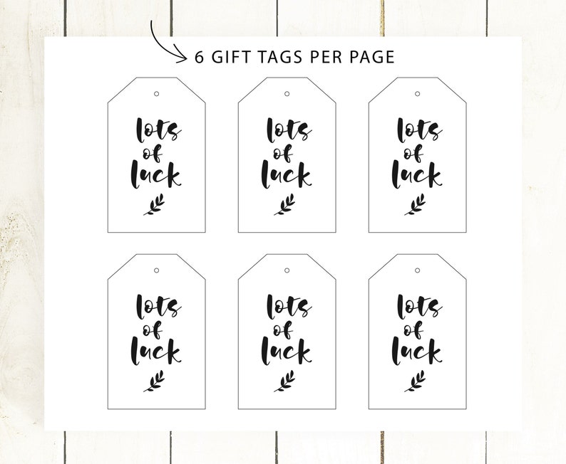 Printable Good Luck Tag | Lots of Luck | Good Luck Cheer Tags | Favor ...