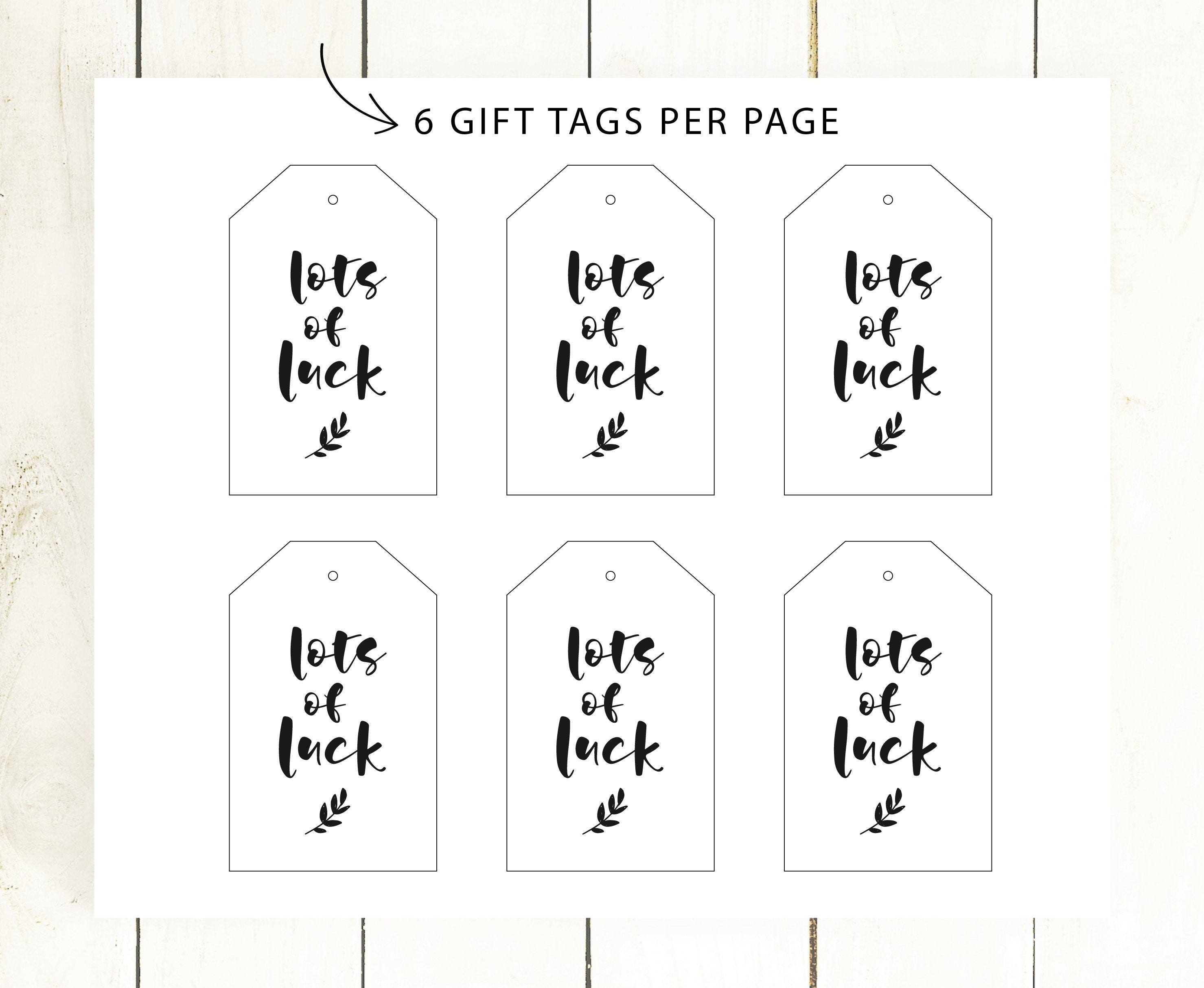 Printable Good Luck Tag | Lots of Luck | Good Luck Cheer Tags | Favor ...