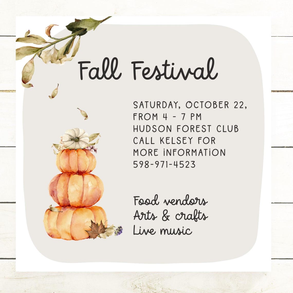 Fall Festival Invitation, Autumn Birthday Invitation Printable ...