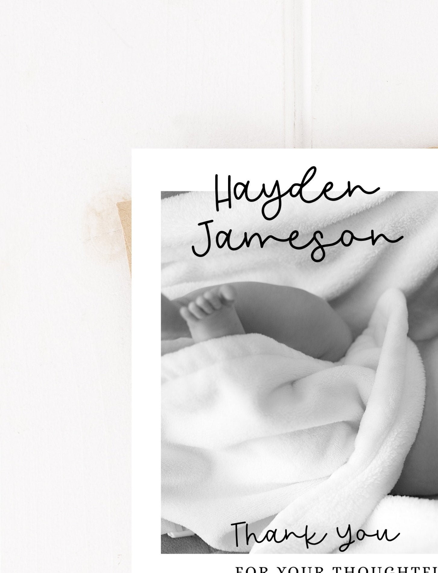 Newborn Thank You Card Template Printable Birth Announcement | Etsy