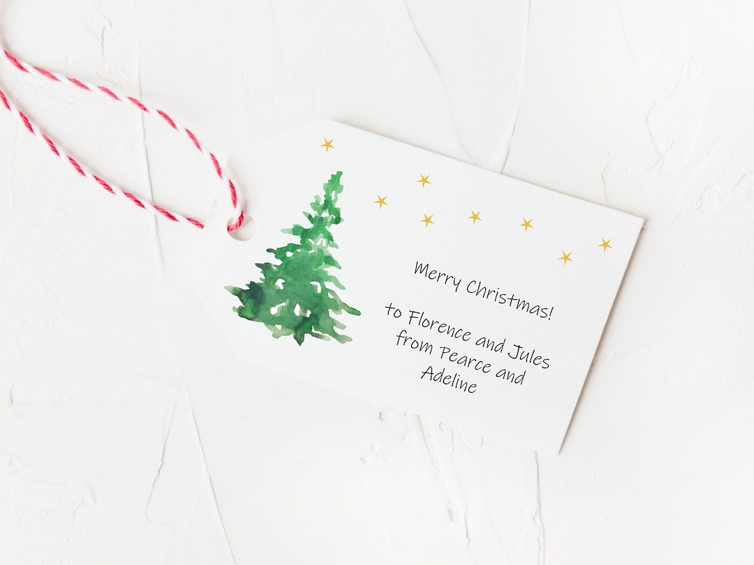Christmas Tree Gift Tag, Christmas Gift Tag, Holiday Tag Stars, Present ...