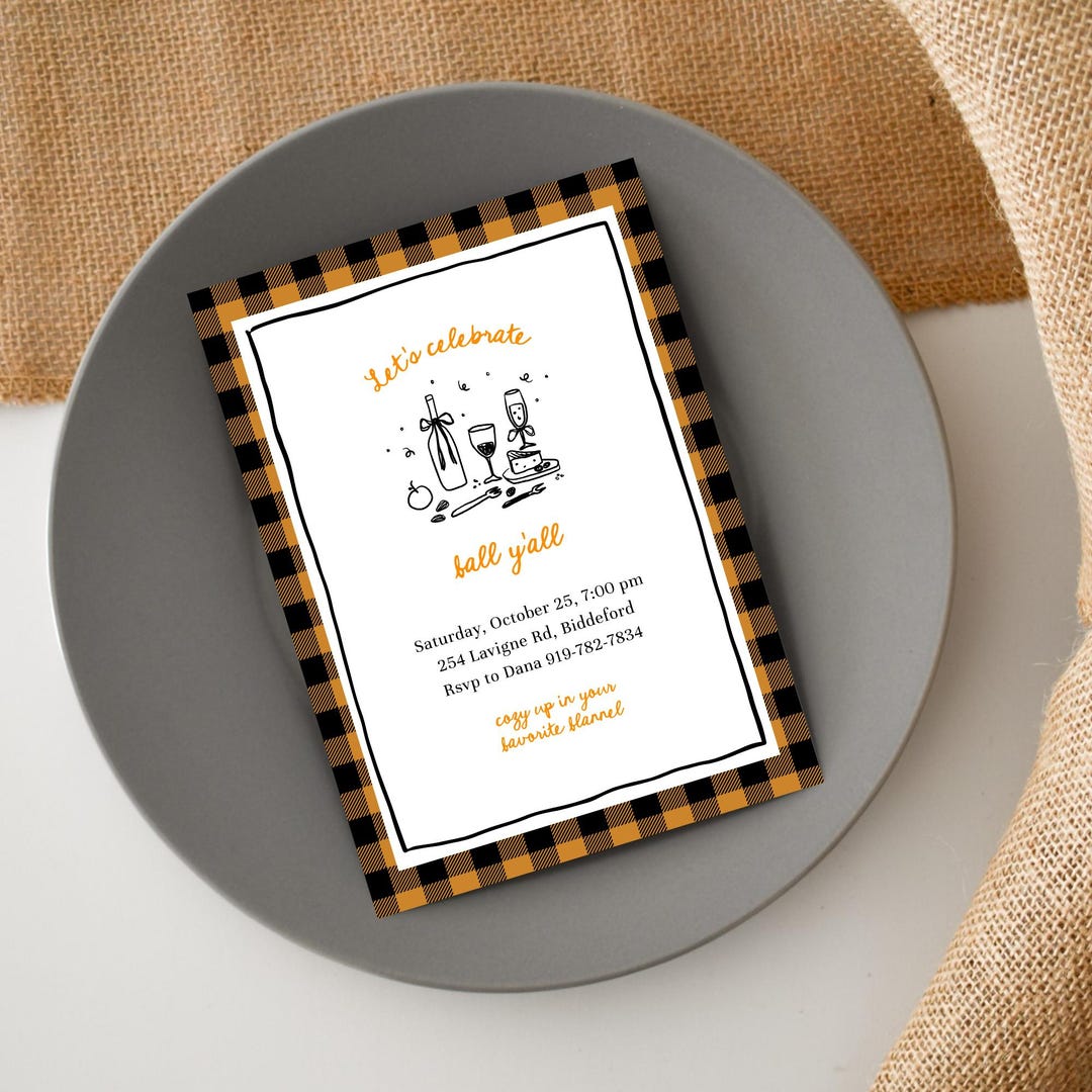 Buffalo Plaid Friendsgiving Invitation: Hand-drawn Flannel Design ...
