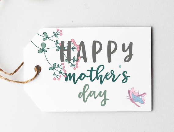 Mothers day tags, Happy Mother's Day tag, Printable pink flower and ...