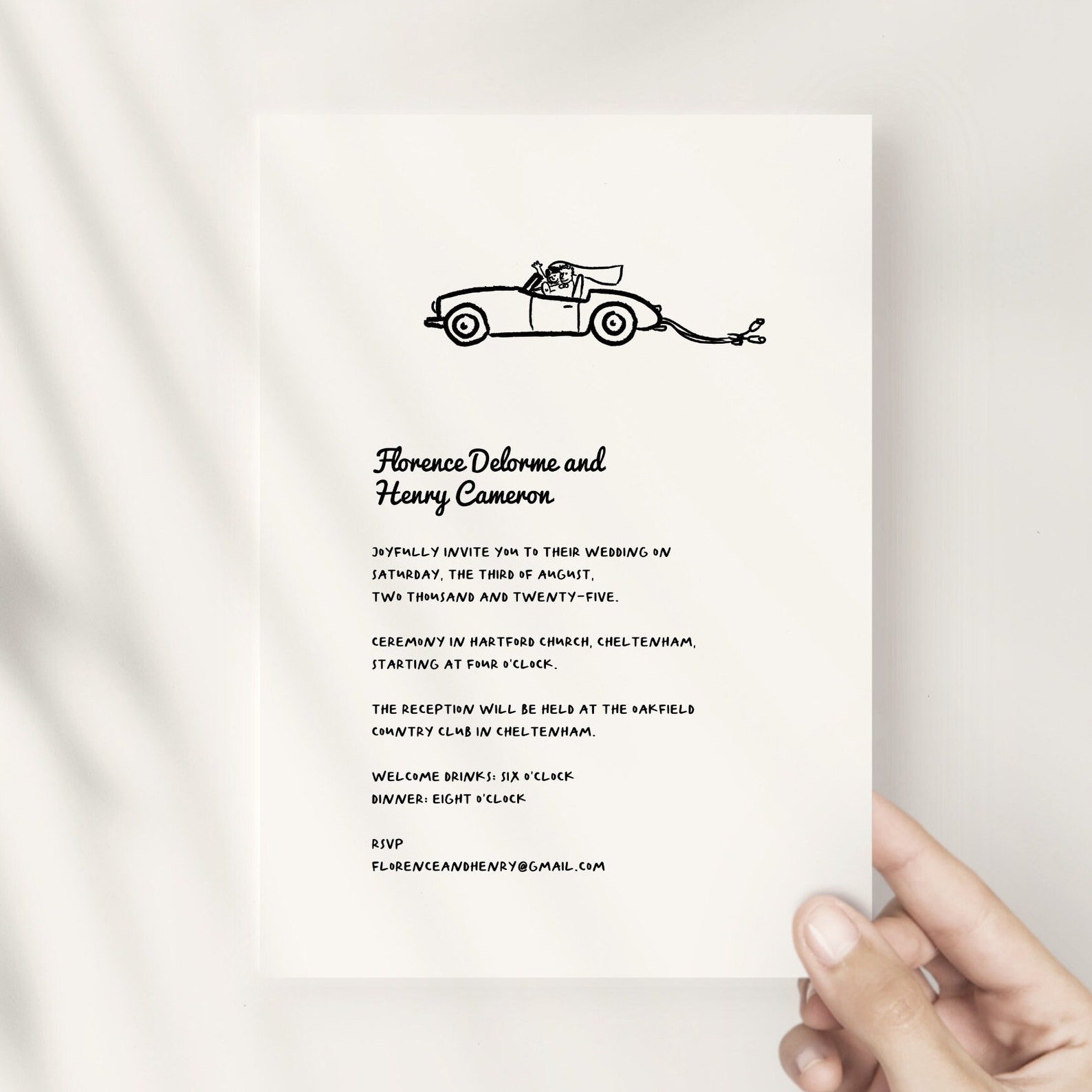 Hand Drawn Wedding Invitation, Simple Minimalist Wedding Invite ...