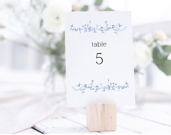 Table Number Sign | Editable Template | Pastel Blue Wedding | Blue ...
