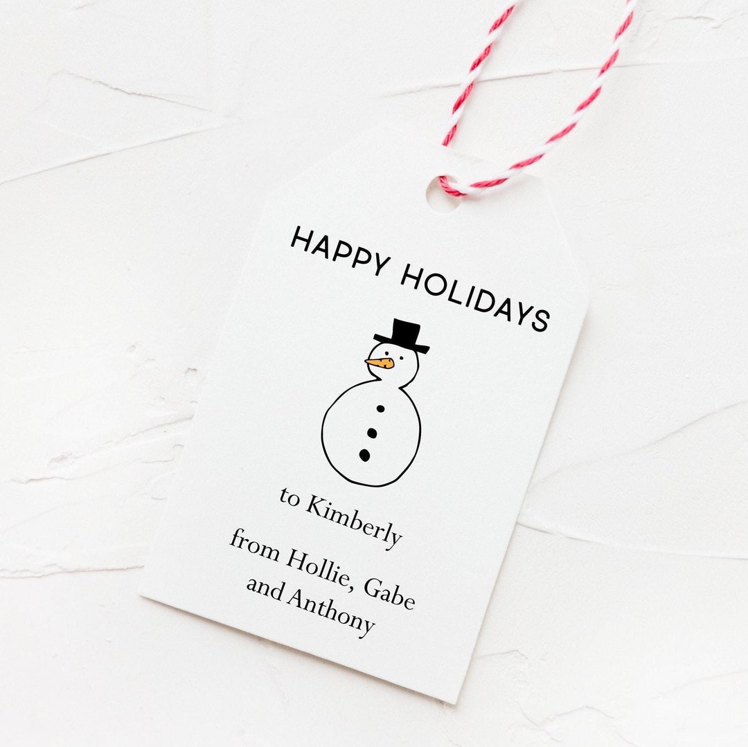 Snowman Gift Tags, Holiday Gift Tag, Happy Holidays, Christmas Gift ...