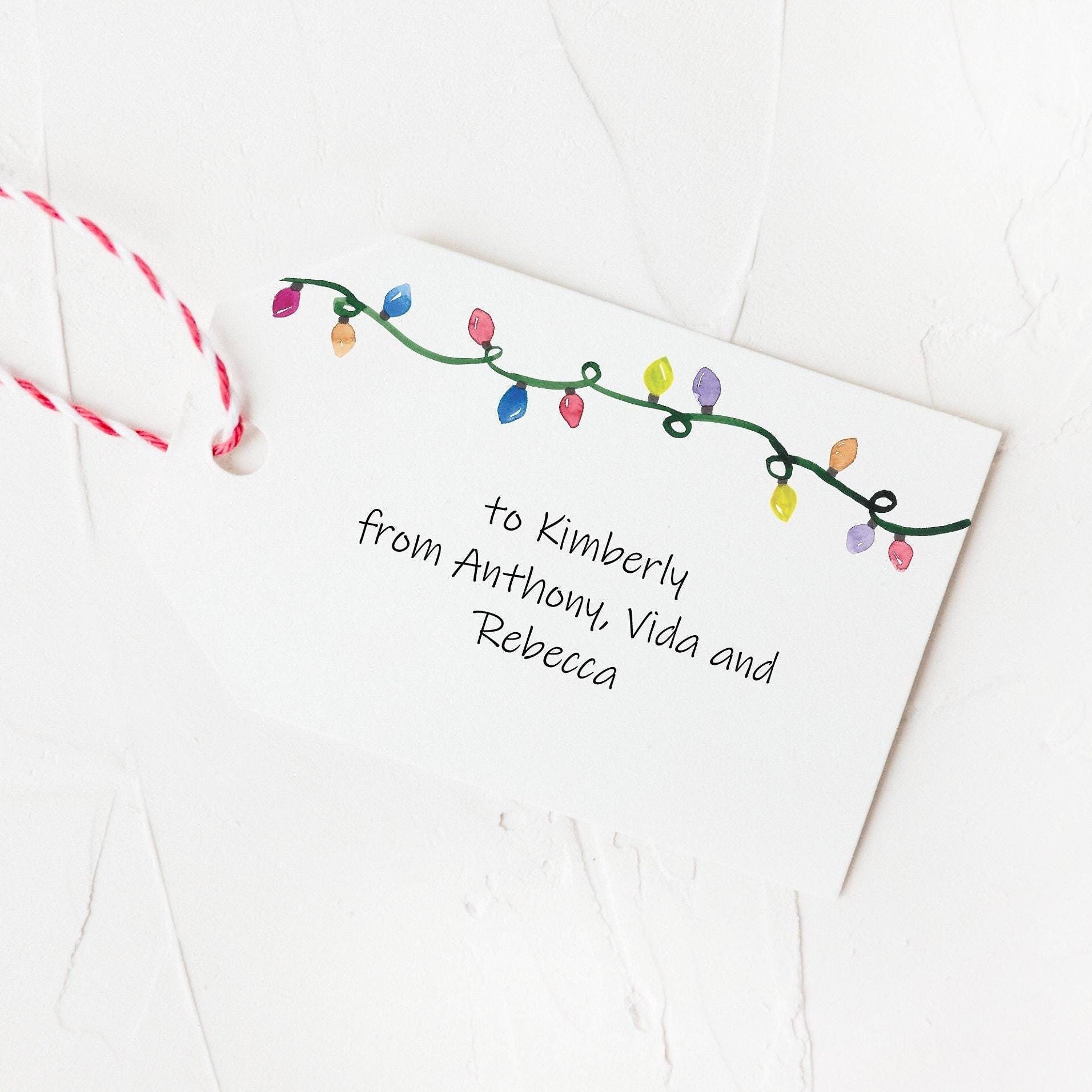 Printable Christmas Gift Tags, Christmas Lights Gift Tag, Personalized ...