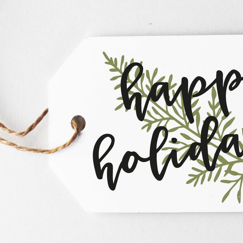 Happy Holidays Gift Tag, Printable Christmas Gift Tags, Modern Simple ...