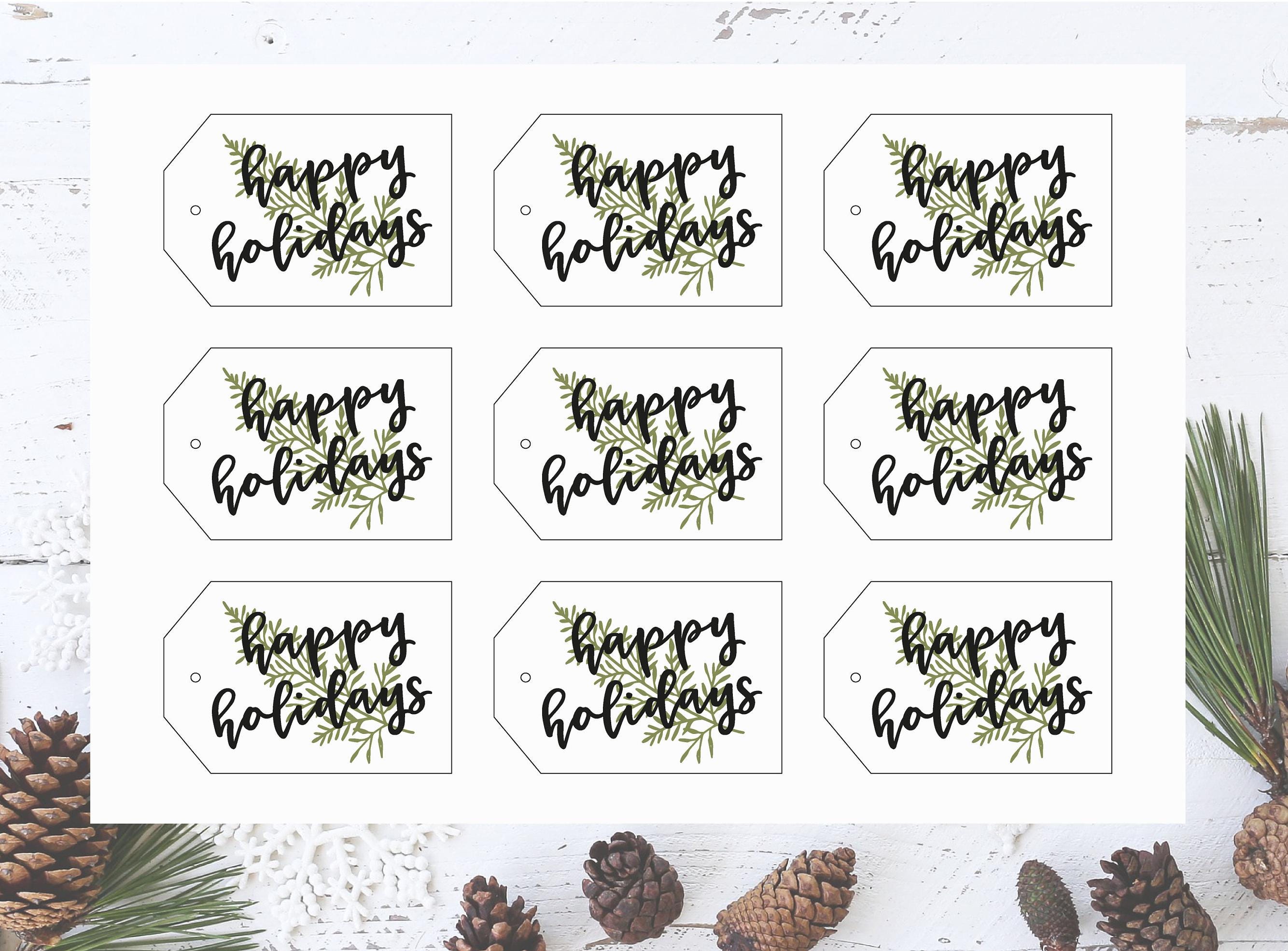Happy Holidays Gift Tag, Printable Christmas Gift Tags, Modern Simple ...