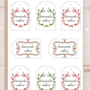 Printable Cookie Tags, Homemade Cookies Tags, Rustic Green Flowers ...