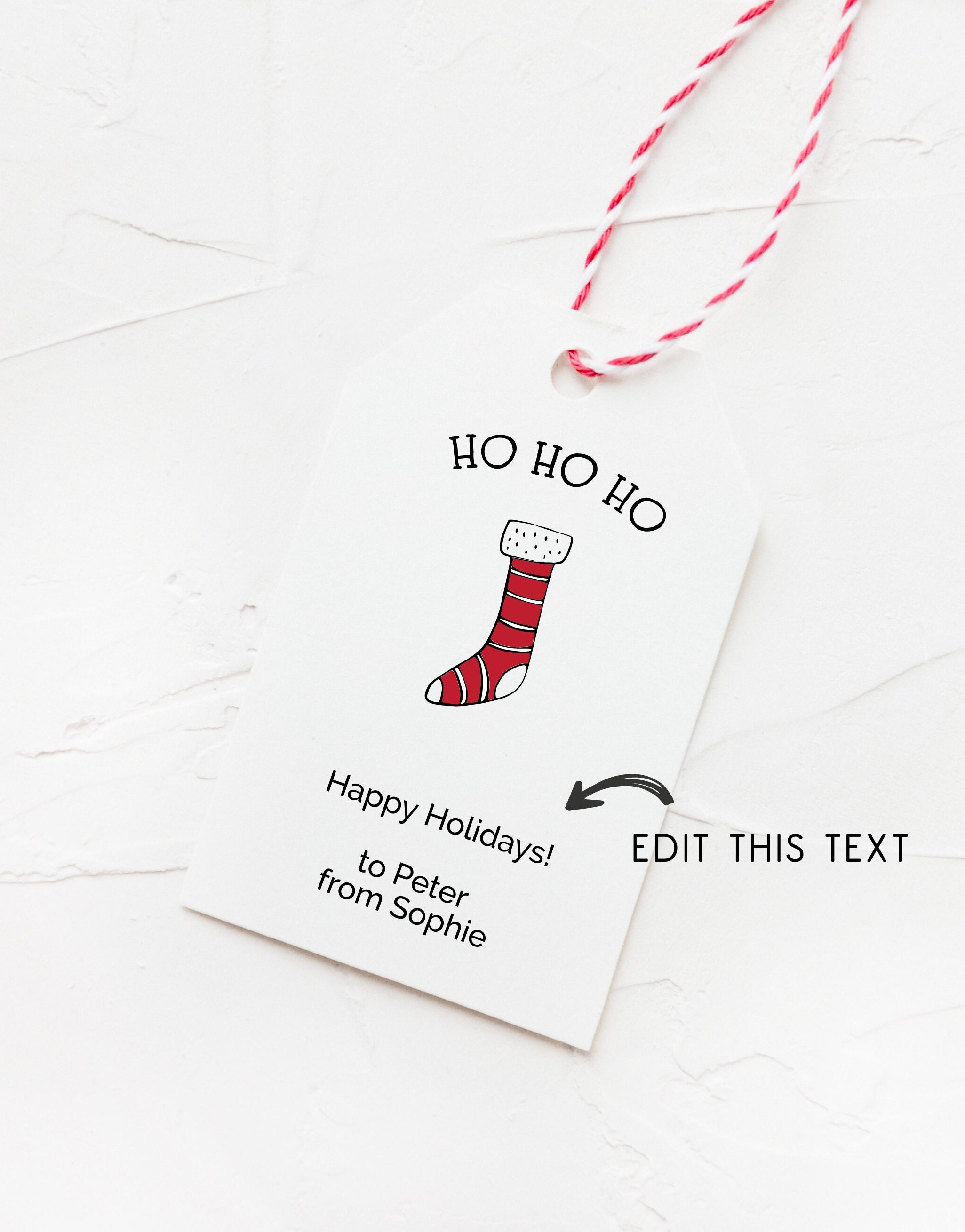Christmas Gift Tags Red and White Gift Tag Personalized - Etsy France
