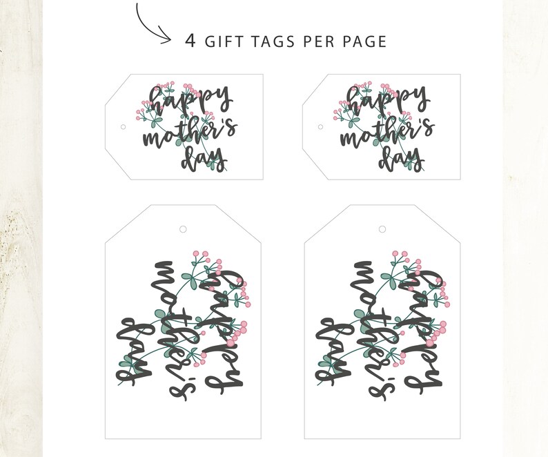 Mothers Day Tags Mother's Day Gift Tag Happy Mothers - Etsy