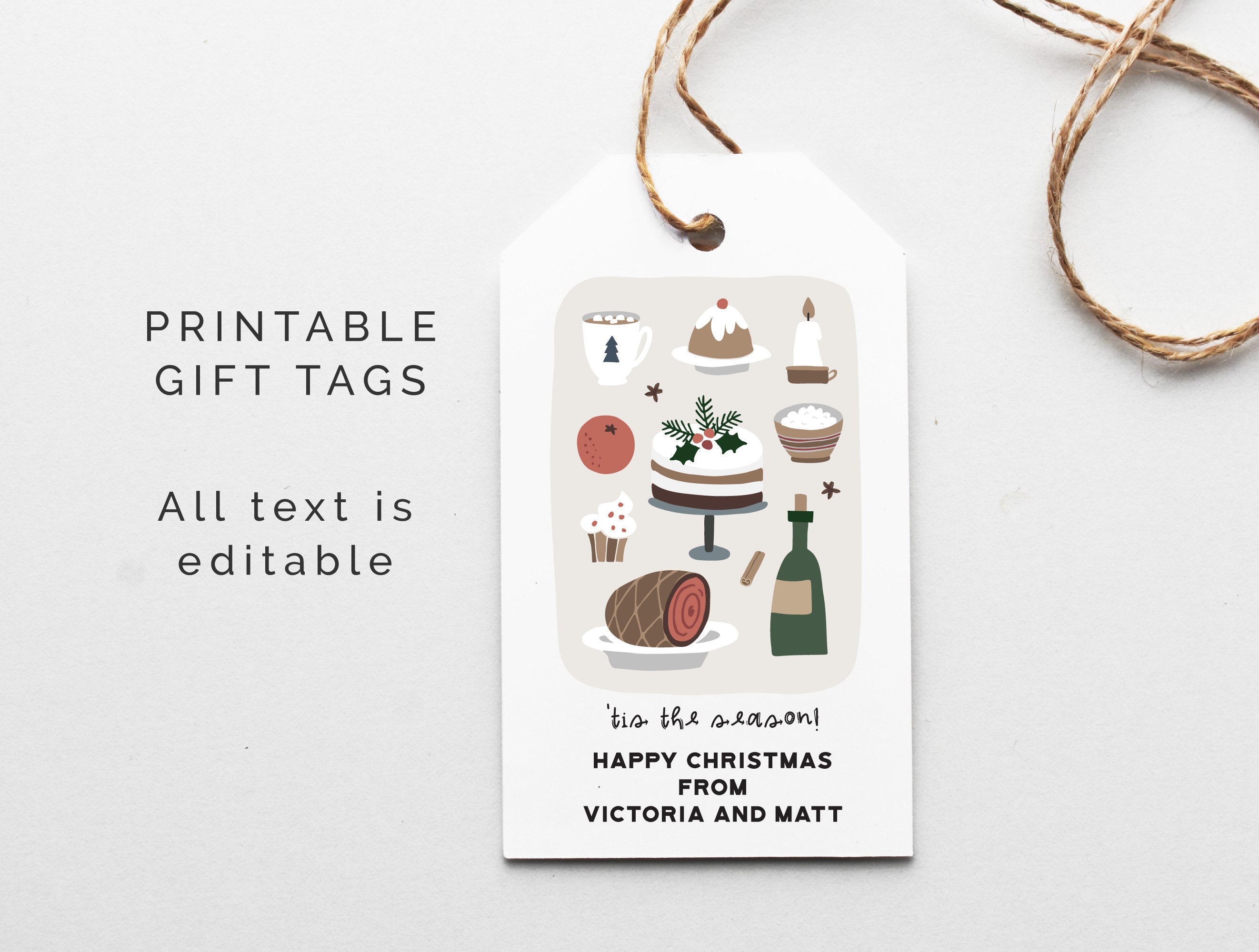 Christmas Food Gift Tag, Printable Christmas Tags, Holiday Tags ...