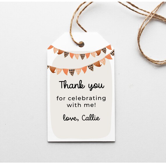 Favor bag tags, Tag template, Fall gift tags, Autumn birthday party ...