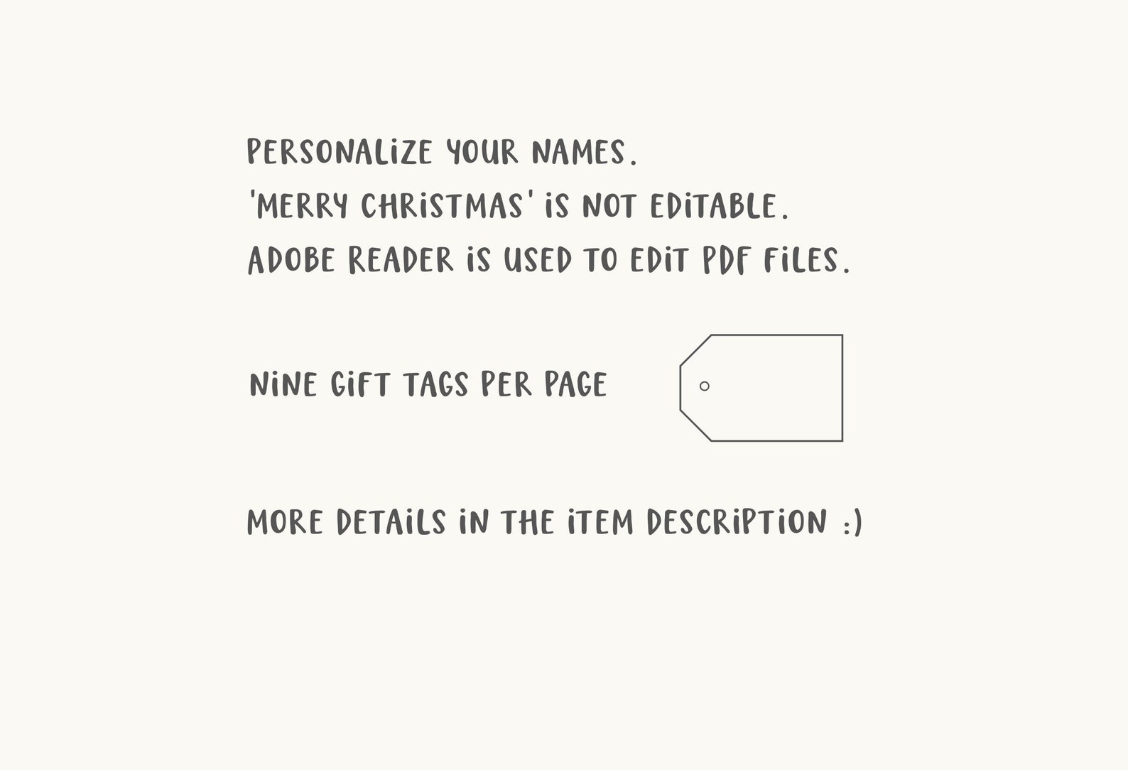 Printable Christmas Gift Tags, Personalized Holidays Gift Tags, Black ...