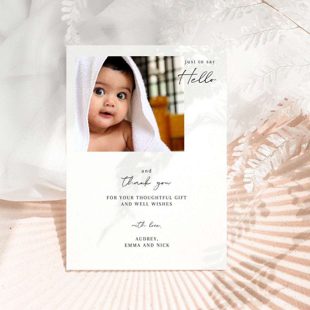 Baby Thank You Card | Photo Card Baby | Photo Template | Modern ...