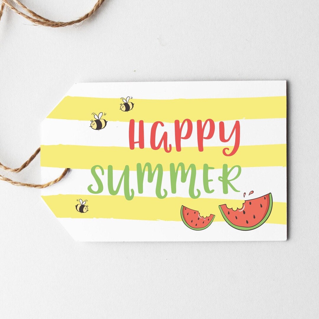 Happy Summer Gift Tag | Bees and Watermelon, Printable (instant ...