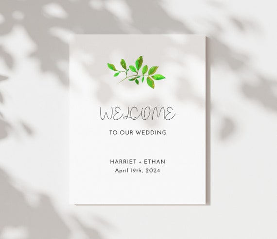 Minimalist Greenery Sign | Custom Sign | Wedding Welcome Sign | 16x20 ...