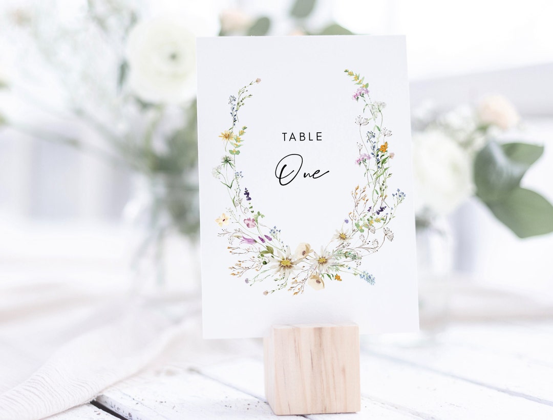 Wildflowers Table Numbers | Table Number Template | Editable Number ...